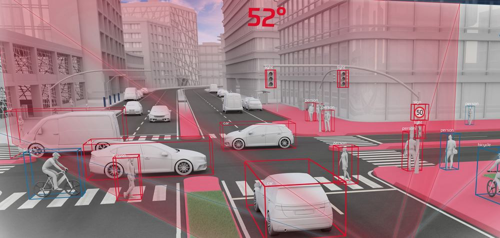 La caméra frontale ZF Smart Camera 6 offre un champ de vision horizontal à 120 degrés ...